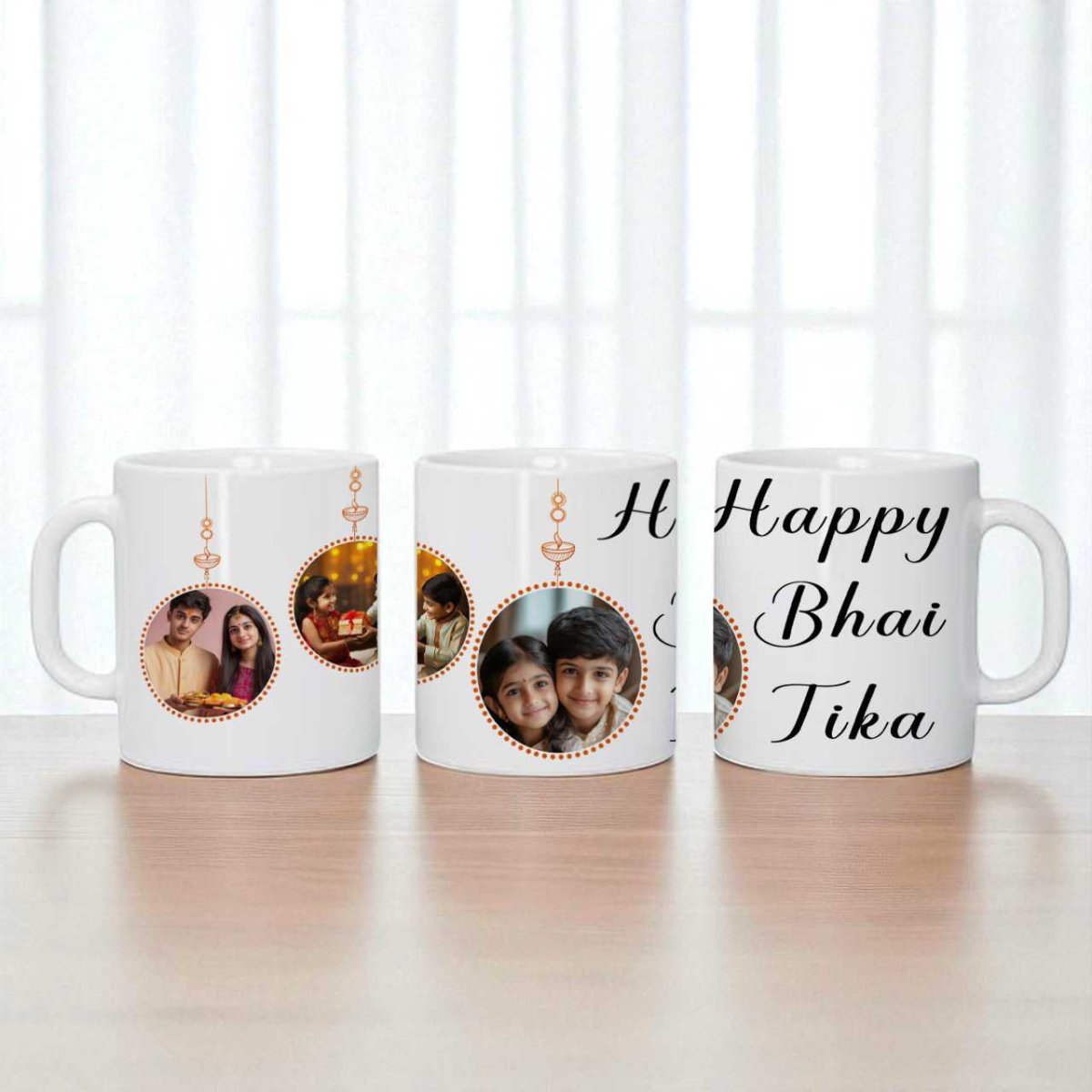 Personalized “Happy Bhai Tika” Ceramic Photo Mug - Flowers to Nepal - FTN