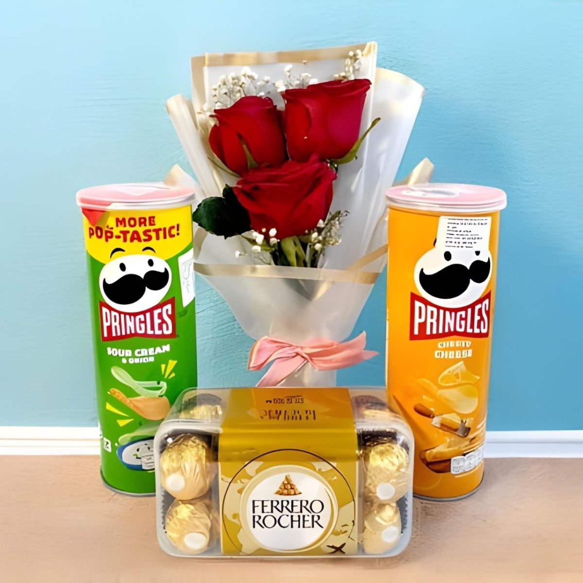 Rose Bouquet & Savory Snacks Gift Set – Flowers to Nepal - FTN